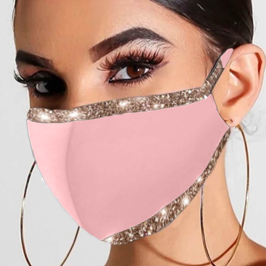 LW COTTON Chic Sequined Patchwork Pink Face Mask Sale | LovelyWholesale